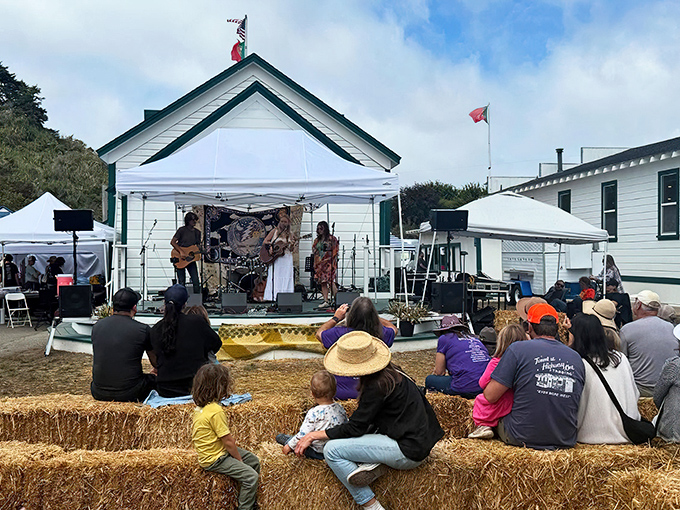 Hay bale seating and live music—Pescadero's version of VIP concert experience comes with fresh air and zero ticket fees.