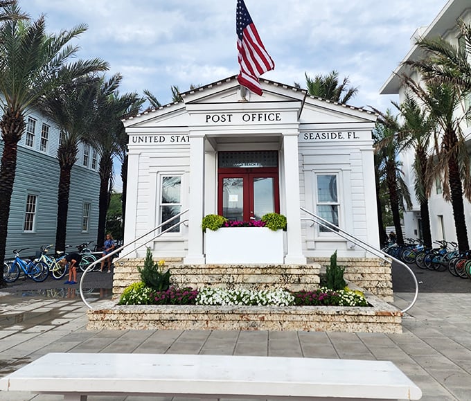 Seaside's Post Office might be the most photogenic mail facility in America. Neither snow, nor rain, nor heat, nor gloom of night stays these couriers from their appointed rounds—in style.