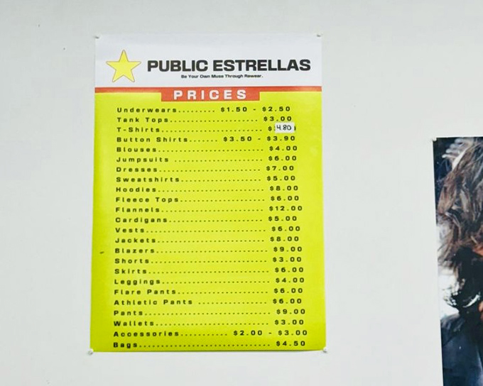 The price list that makes your wallet do a double-take – underwear for under two bucks? That's less than a fancy coffee!