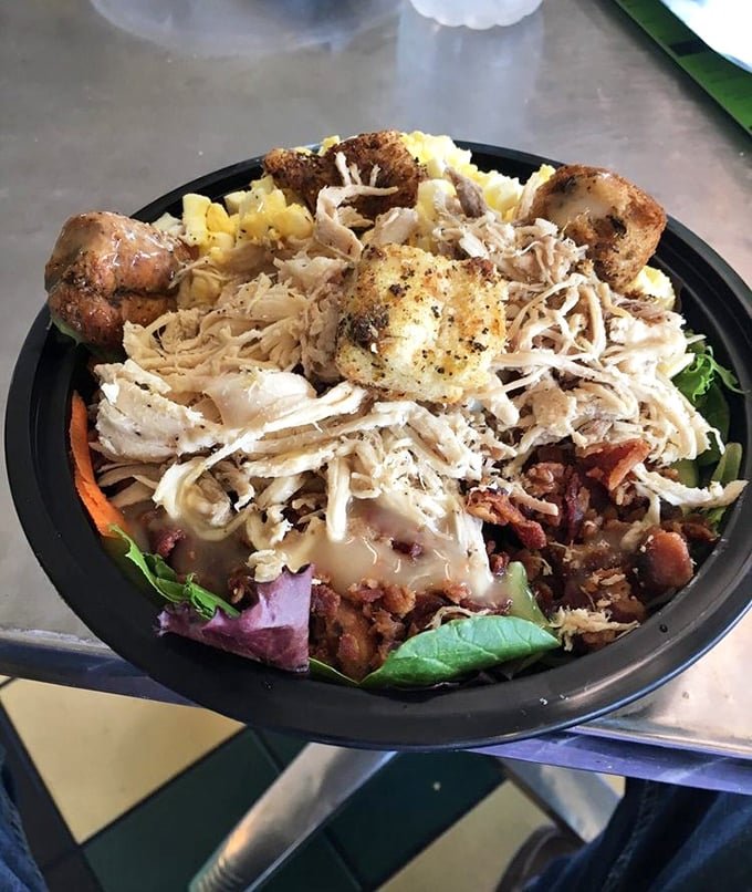 This isn't just a salad—it's a protein-packed flavor festival where chicken, bacon, and vegetables throw the party of the year.