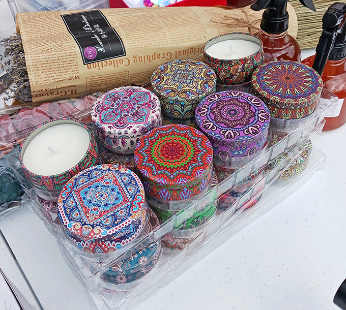 Candles dressed in mandala finery—bringing both light and Southwestern style to homes that appreciate the finer points of atmospheric decor.
