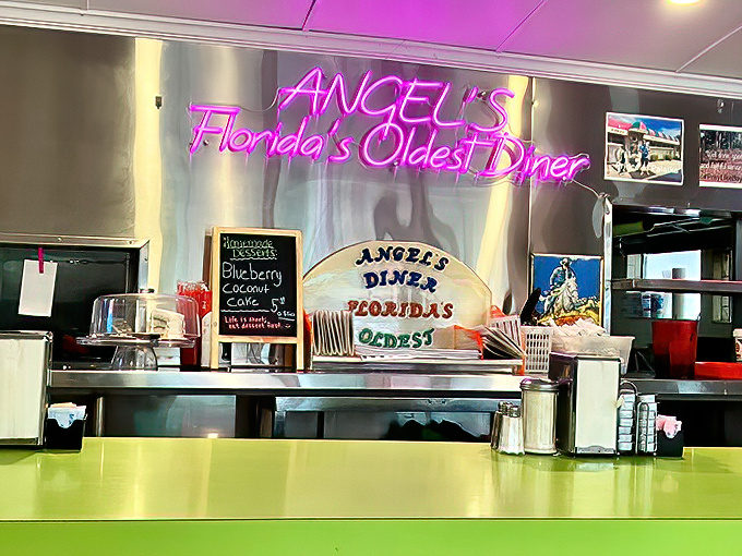 That neon sign proclaiming "Florida's Oldest Diner" isn't just bragging—it's a historical marker that happens to serve incredible pancakes.