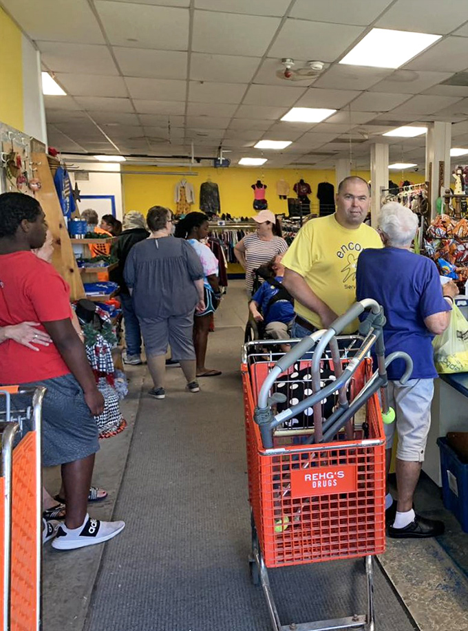The thrill of the hunt in action! Encore shoppers navigate the aisles with the focused determination of truffle-hunting pigs—but with much better fashion sense.