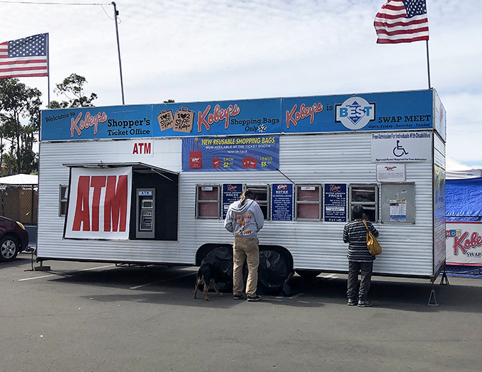 The swap meet command center – where ATMs dispense the ammunition for your bargain-hunting expedition.