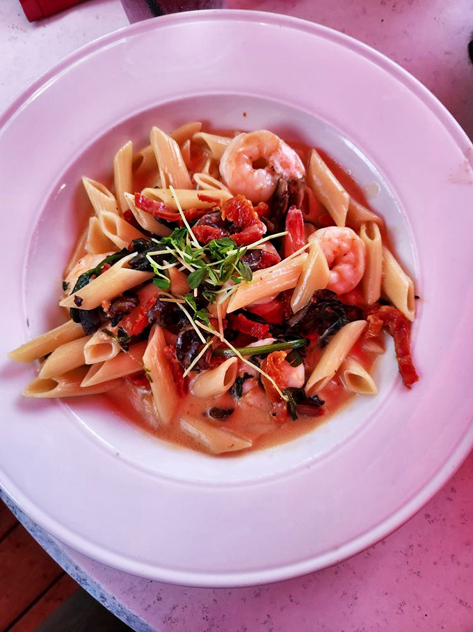 Pasta perfection with plump shrimp and vibrant vegetables. A dish that proves Claws isn't just about cracking shells—they know their way around Italian too.