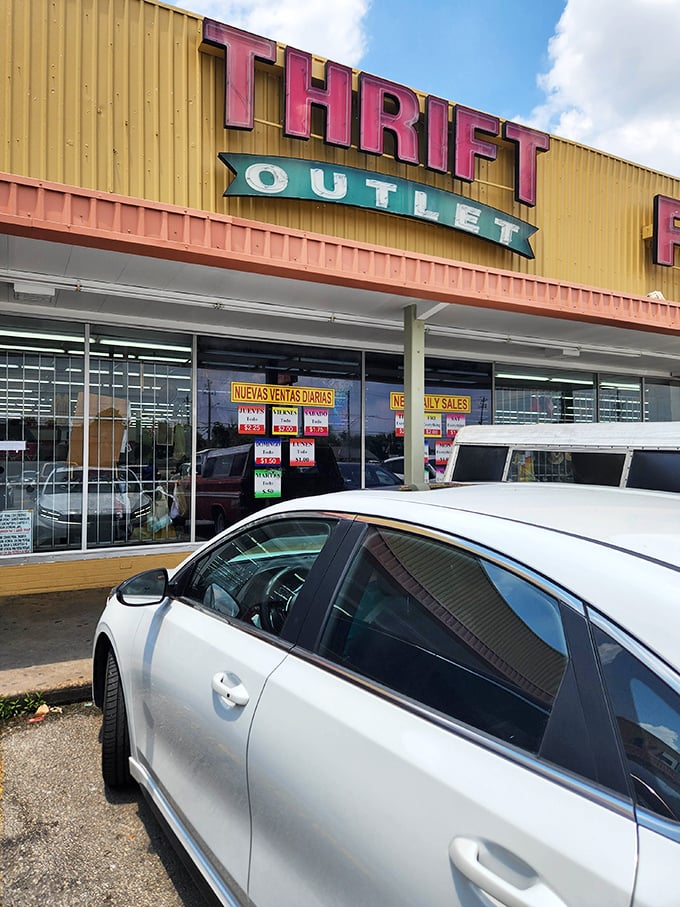 The siren call of savings beckons from the roadside. That retro signage has been luring bargain hunters for years.