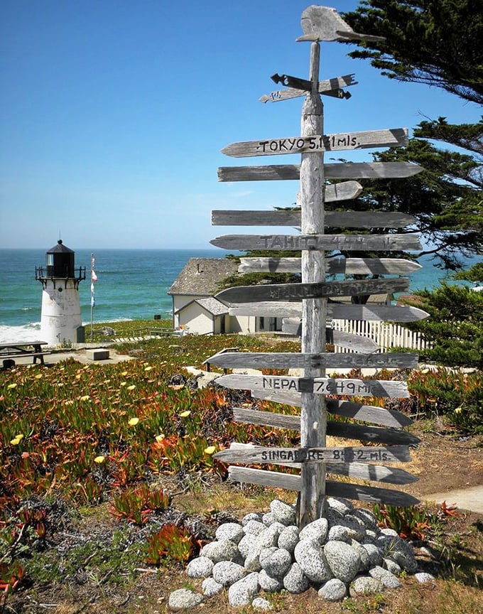 This rustic directional post reminds you how far you've come—and how far you could go. But with views like this, why would you want to be anywhere else?