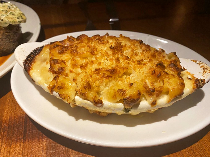This isn't just mac and cheese – it's a bubbling cauldron of smoked Gouda decadence that renders conversation impossible for at least three bites.
