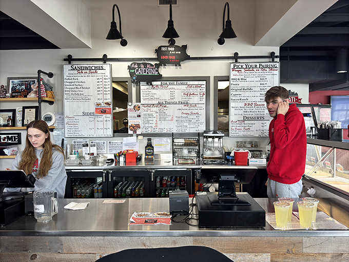 The ordering counter—that magical threshold where barbecue dreams are spoken into existence before becoming delicious reality.
