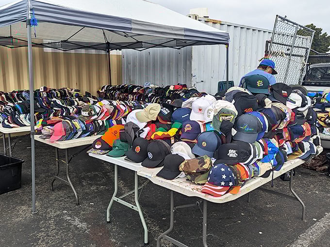 Cap-tivating display! From sports loyalties to fashion statements, this headwear collection has something for every noggin in the family.