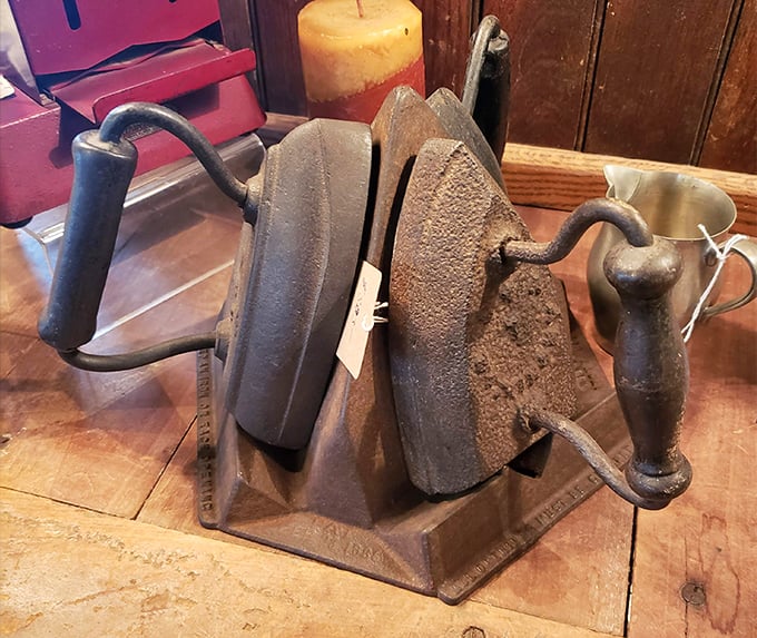 These cast iron relics—aptly named "sad irons" for their weight—made Monday laundry day a genuine upper-body workout for our great-grandmothers.