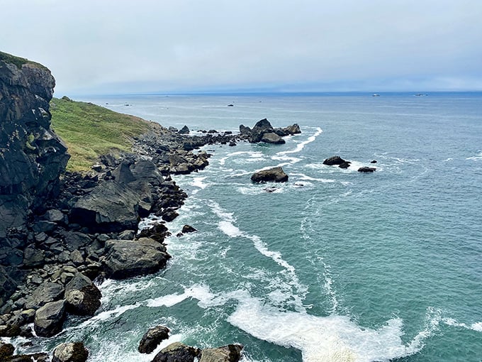 Wedding Rock's dramatic coastline creates nature's cathedral, where Pacific waves crash against ancient geological formations spectacularly.