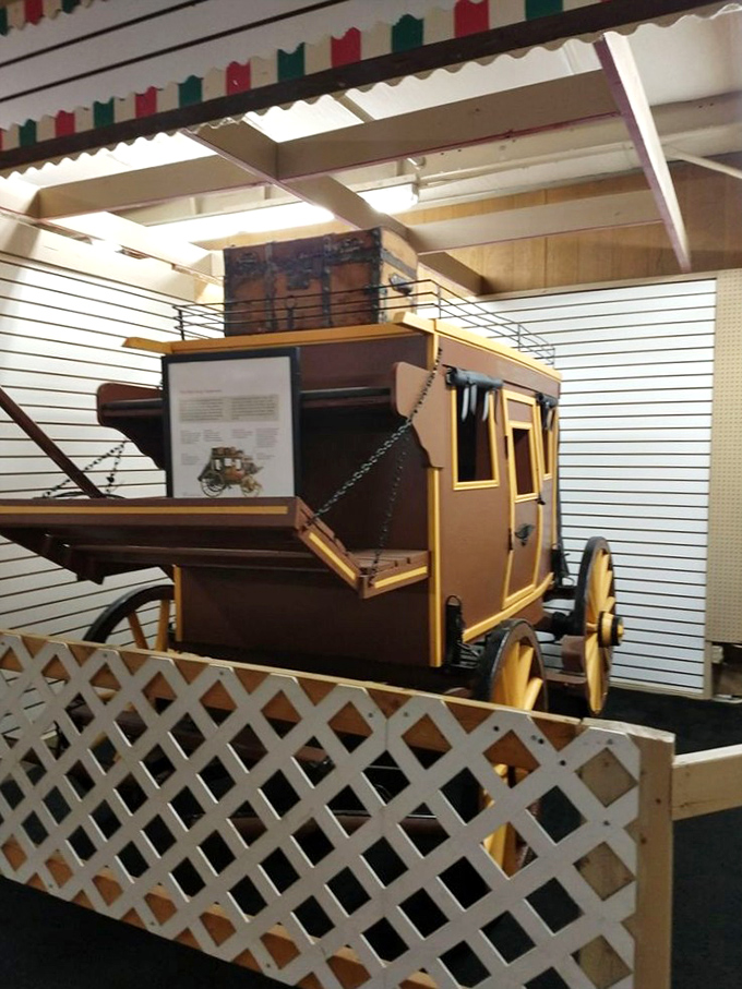This meticulously crafted stagecoach isn't just a display—it's a time machine to the Wild West, minus the dysentery and bandit holdups.