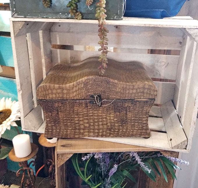 This textured wicker treasure chest isn't just storage—it's a promise of secrets kept and memories preserved in tactile vintage form.