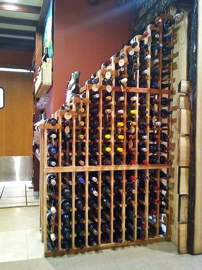 A wine rack that means business—because nothing complements complex Thai spices like the right glass of something wonderful.
