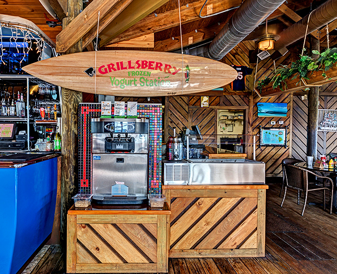 "Grillsberry" frozen yogurt station—because sometimes after a pound of seafood, you need something sweet to restore balance.