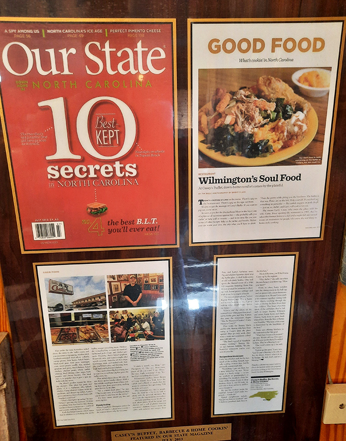 When your restaurant makes the cover of "Our State," you know you're doing something right. These framed accolades tell the story of food worth writing about.