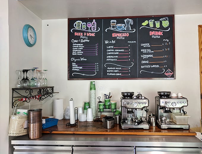 The espresso station stands ready for duty—because in a world of uncertainty, a good cup of coffee is something you can count on.