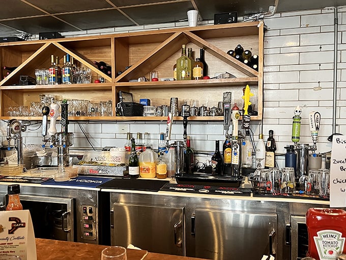 A bar setup that's refreshingly unpretentious – no mixology theatrics here, just honest drinks served with Midwestern efficiency.