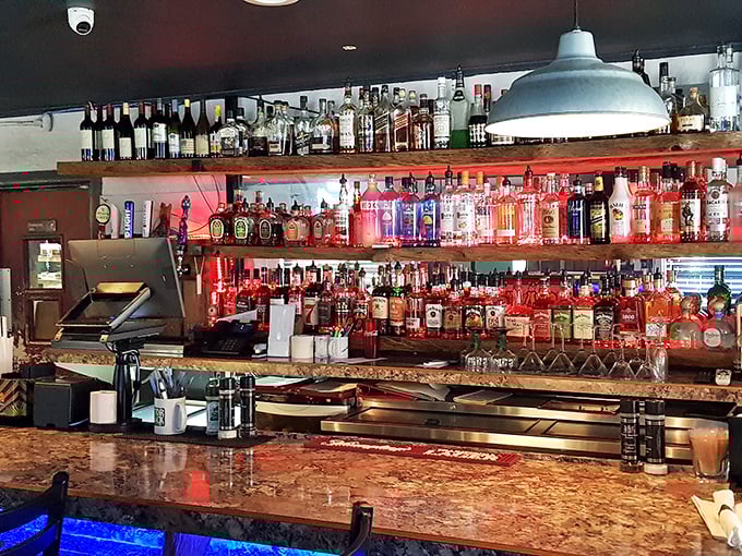 The bar area where locals gather to share stories and appreciate drinks made with genuine care.