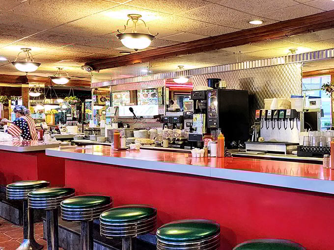 The counter – where solo diners find community, coffee cups are never empty, and the short-order ballet unfolds before your eyes.