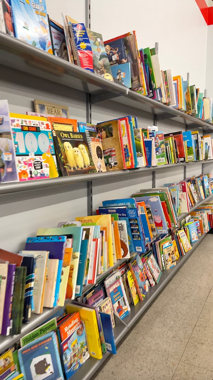The book section: where dog-eared paperbacks and forgotten bestsellers offer adventures at pocket-change prices.