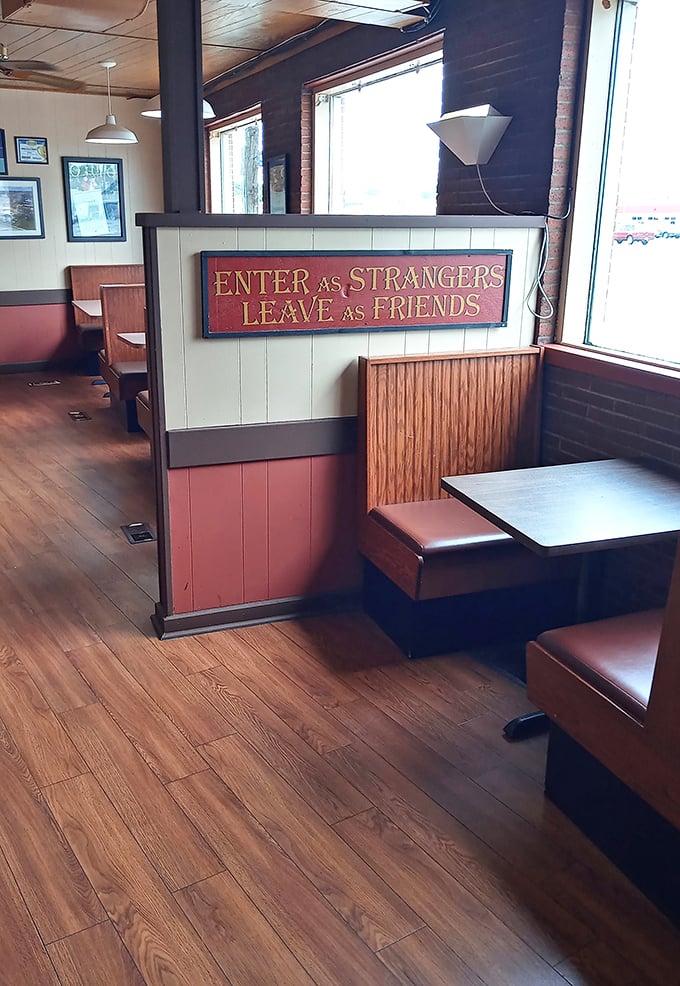 "Enter as Strangers, Leave as Friends" – truer words were never posted in a chicken joint.