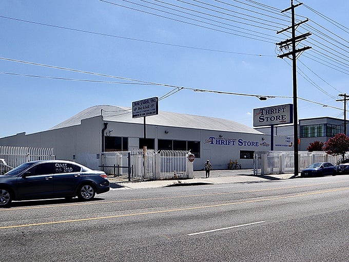 Street view perspective shows the true scale of this thrifting mecca. Not just a store—it's an institution in North Hollywood.