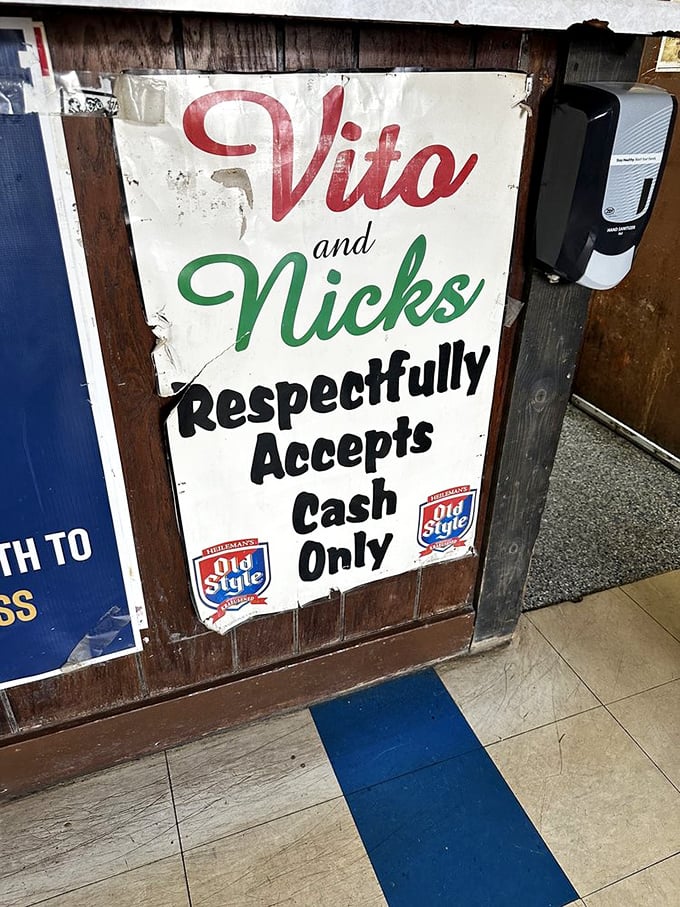 The cash-only sign isn't stubbornness—it's a charming reminder you've entered a delicious time capsule of pre-digital dining.