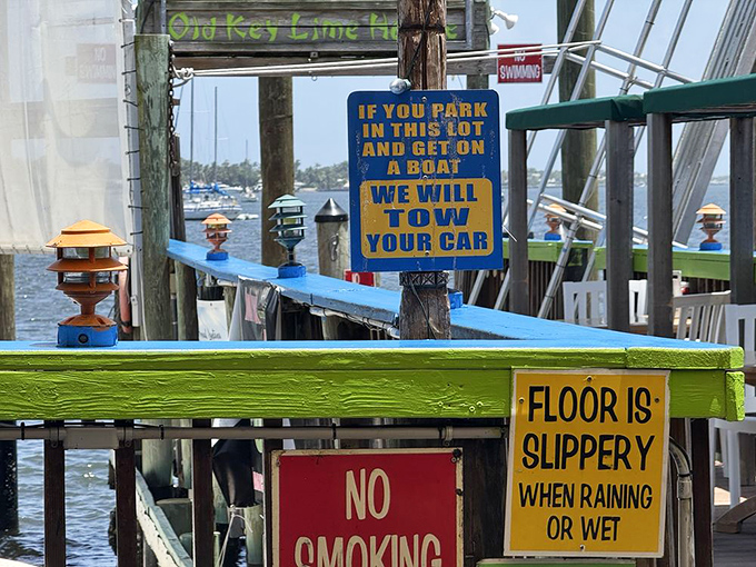 Even the warning signs here have personality – because safety can be fun in Florida style.