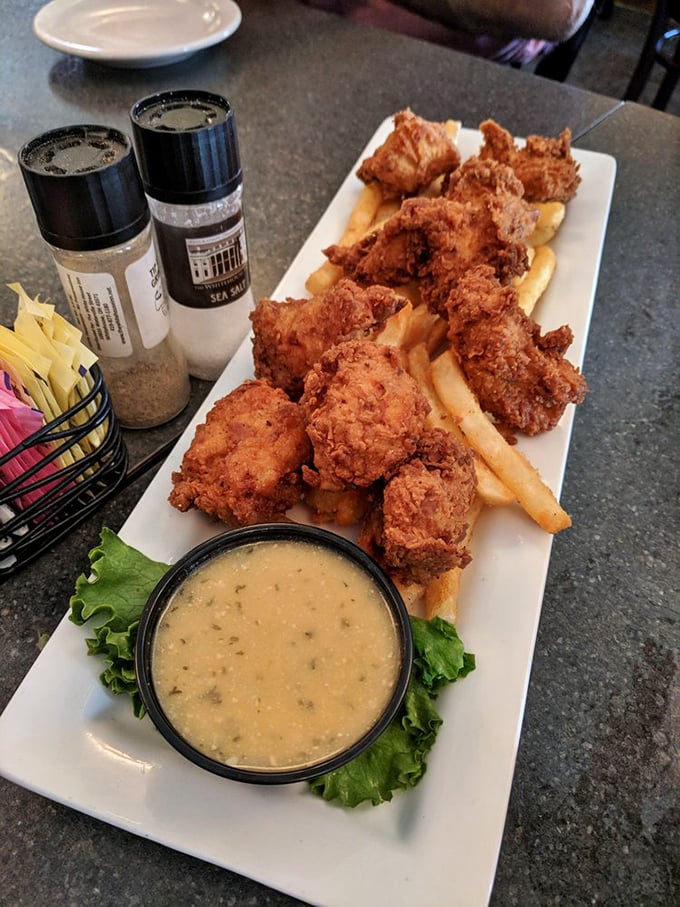 Chicken chunks that have clearly been introduced to the fryer under optimal circumstances, resulting in golden-brown perfection worthy of their own fan club.