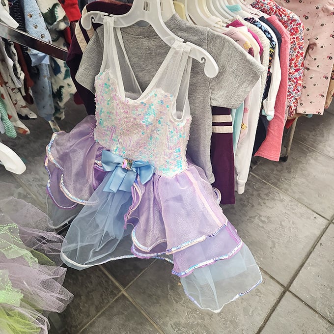 That sequined princess dress might just make someone the belle of the preschool ball—childhood dreams hanging on racks at grown-up approved prices.