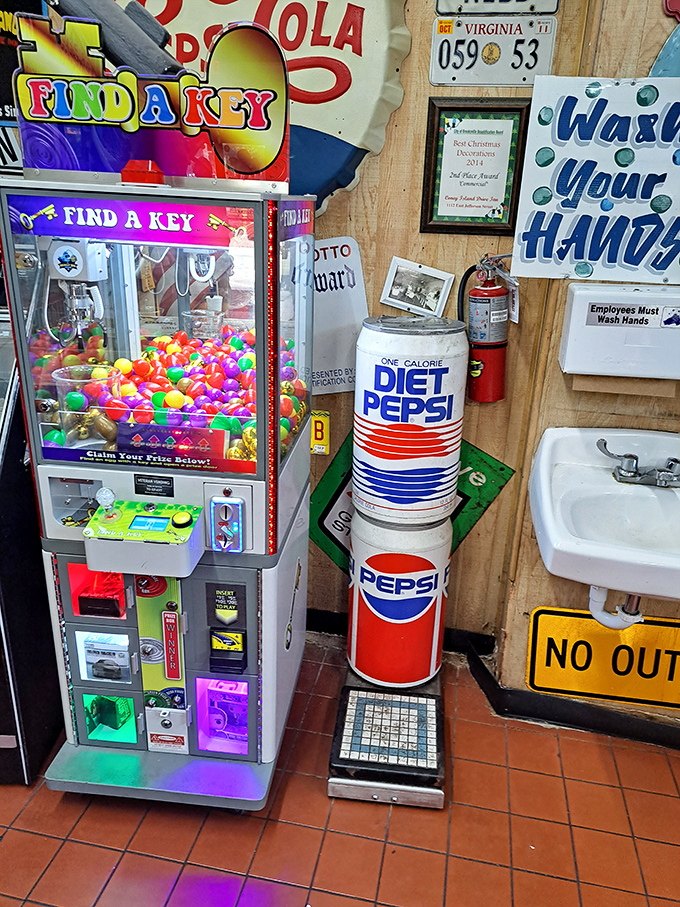 Every great food joint needs a claw machine and vintage Pepsi memorabilia. It's not just decoration—it's proof you've found somewhere authentically American.
