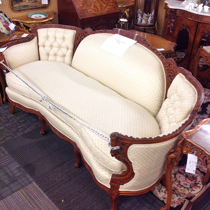 That couch has stories to tell – decades of Sunday naps and family gatherings in its cushions.