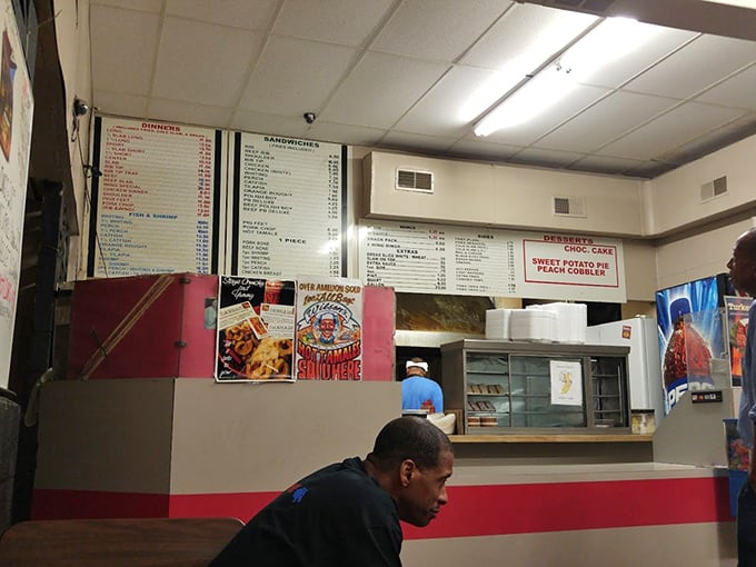 The menu board looms large over the counter, a beacon of hope for the hungry. Decisions, decisions—though the regulars already know what they want.