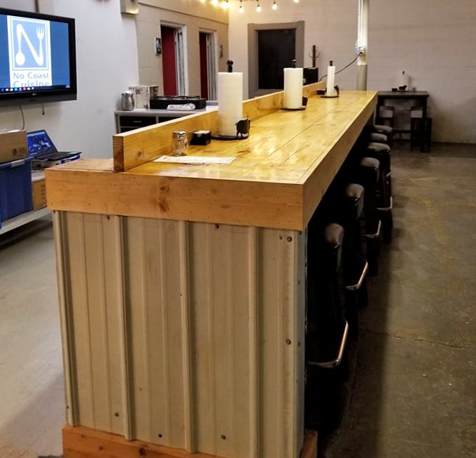 This bar seating area isn't just functional—it's where solo diners become barbecue philosophers, contemplating the meaning of perfect smoke rings.