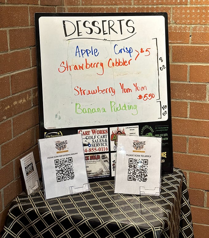 Dessert options and modern convenience meet – scan that code for more smoky goodness information.