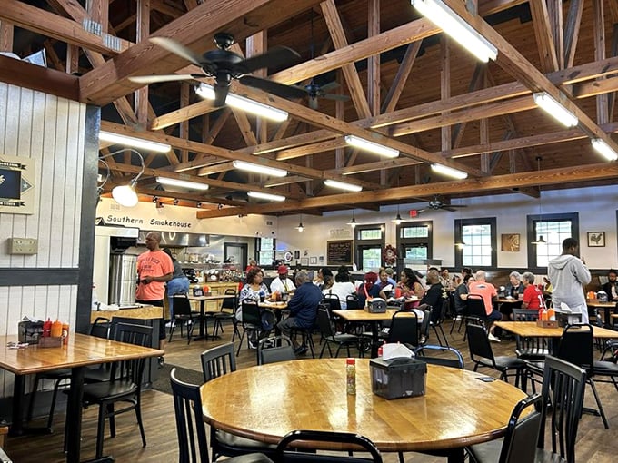 These happy diners have discovered what true contentment looks like—and it's covered in barbecue sauce.