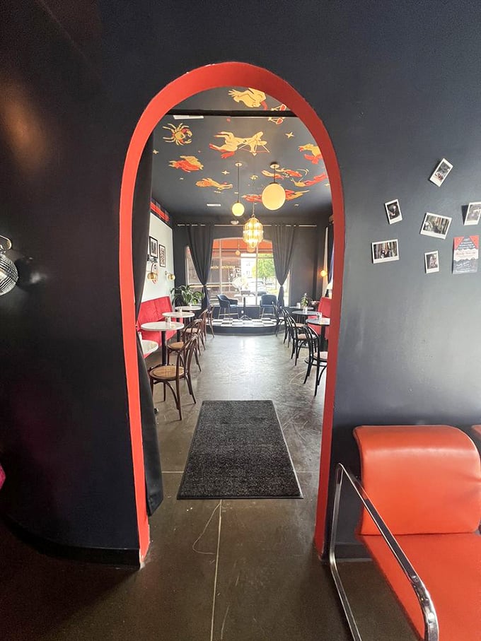 Step through this cosmic portal where the ceiling art transports you to a universe where calories don't count and joy is the main ingredient.