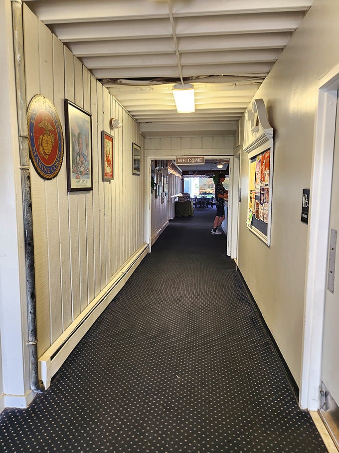 The entrance hallway feels like walking into a friend's beach house – if your friend happens to make the best seafood around.