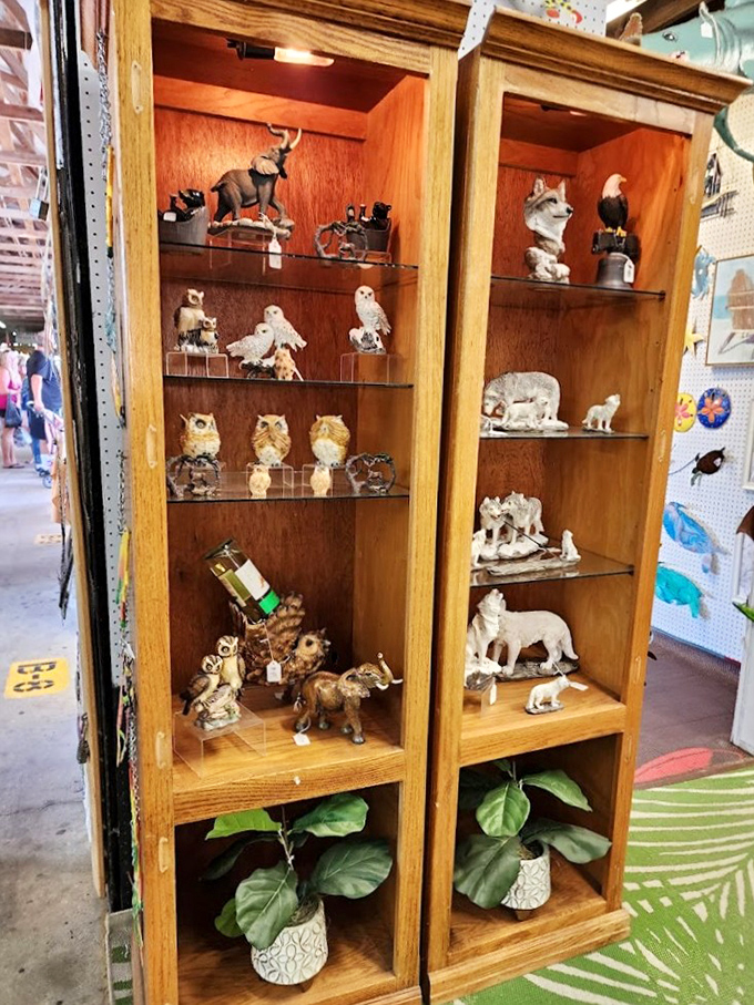 Nature's kingdom in miniature—owls, wolves, and wildlife captured in collectible form, waiting to become someone's cabinet curiosities.