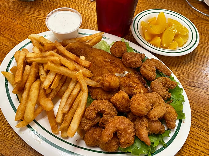 The fried seafood platter that answers the eternal question: "Why choose one when you can have it all?"