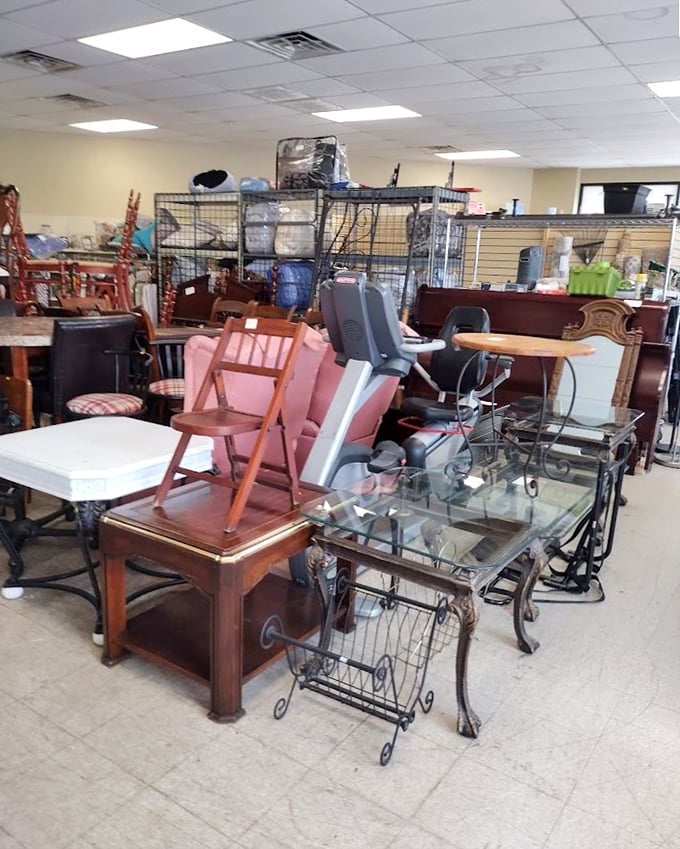 Furniture that's seen some living but still has plenty to give. That glass coffee table has stories to tell.