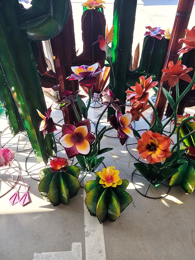 These metal cacti with vibrant flowers never need watering—perfect for those of us who've turned plant parenting into an extreme sport.