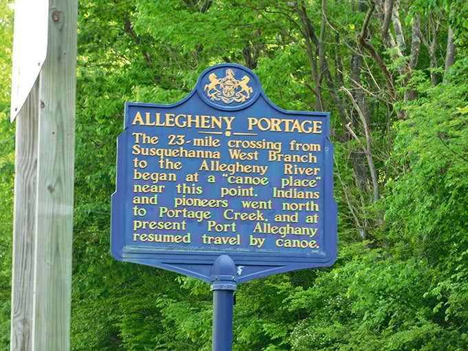 History doesn't just live in books here—it's marked by blue signs that remind us we're walking the same paths as pioneers and indigenous travelers.