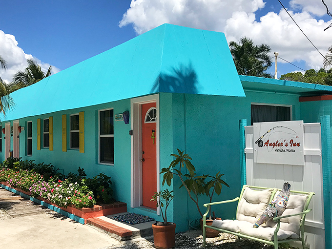 Angler's Inn captures the essence of old Florida charm. This aquamarine gem offers a postcard-perfect place to rest between adventures. 