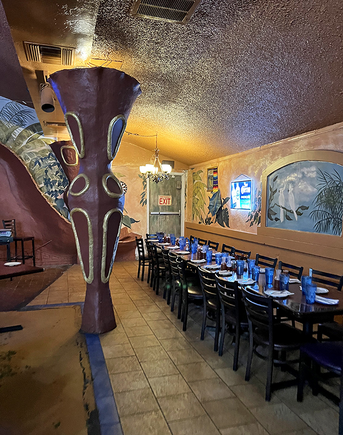 Those sculptural columns aren't just supporting the ceiling—they're holding up decades of dining memories in this artfully designed space.