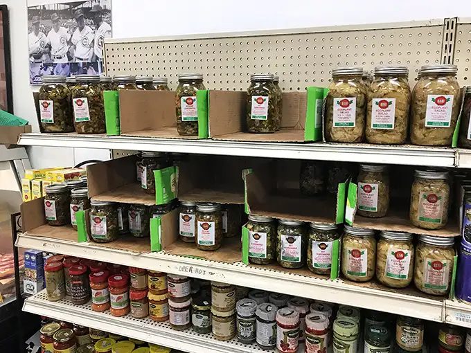 The preserved goods section—proof that Italians figured out how to make vegetables last longer and taste better centuries before refrigeration.