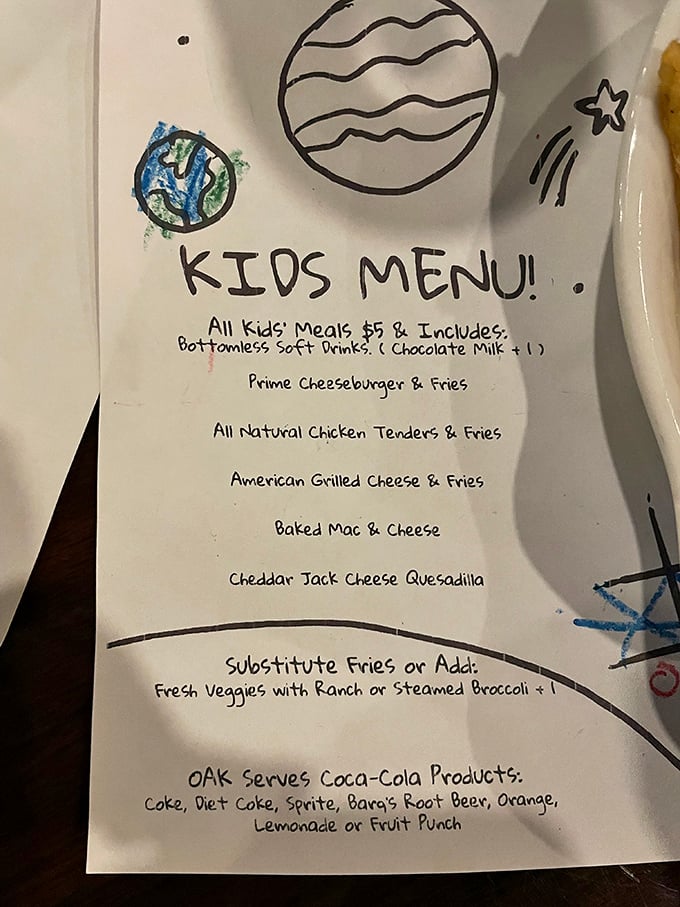 A kids' menu that respects young palates without dumbing down the experience—proving that "family-friendly" and "actually delicious" aren't mutually exclusive concepts.
