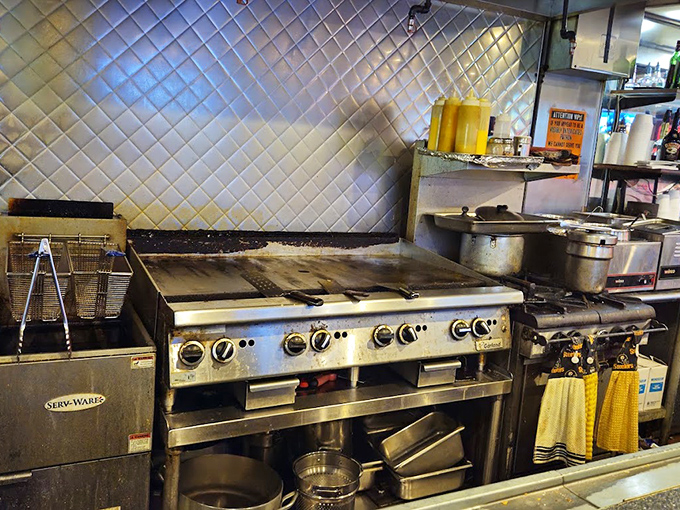 The kitchen at Nadine's – where magic happens on well-seasoned flat tops that have seen thousands of breakfasts come to life.